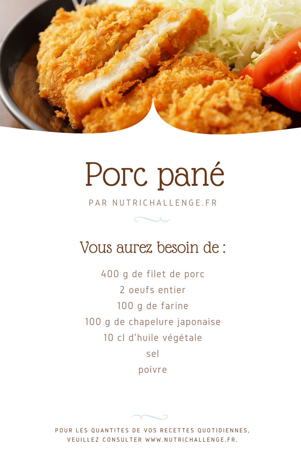 Recette de porc pané - Nutrichallenge